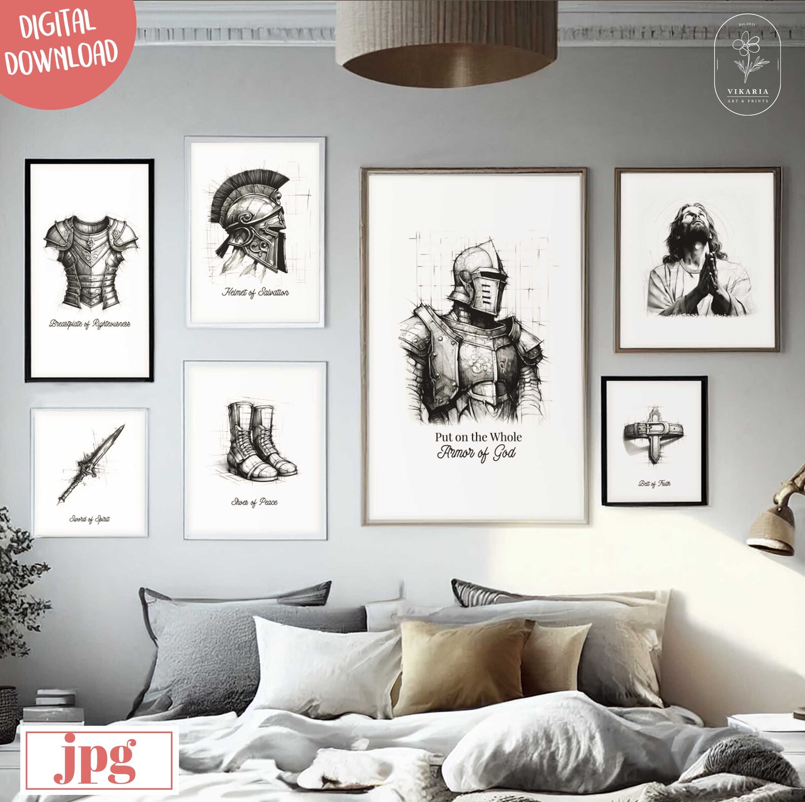 Full Armor of God, 6 DIGITAL PRINTS, Ephesians 6:13-17, Bible Print ...