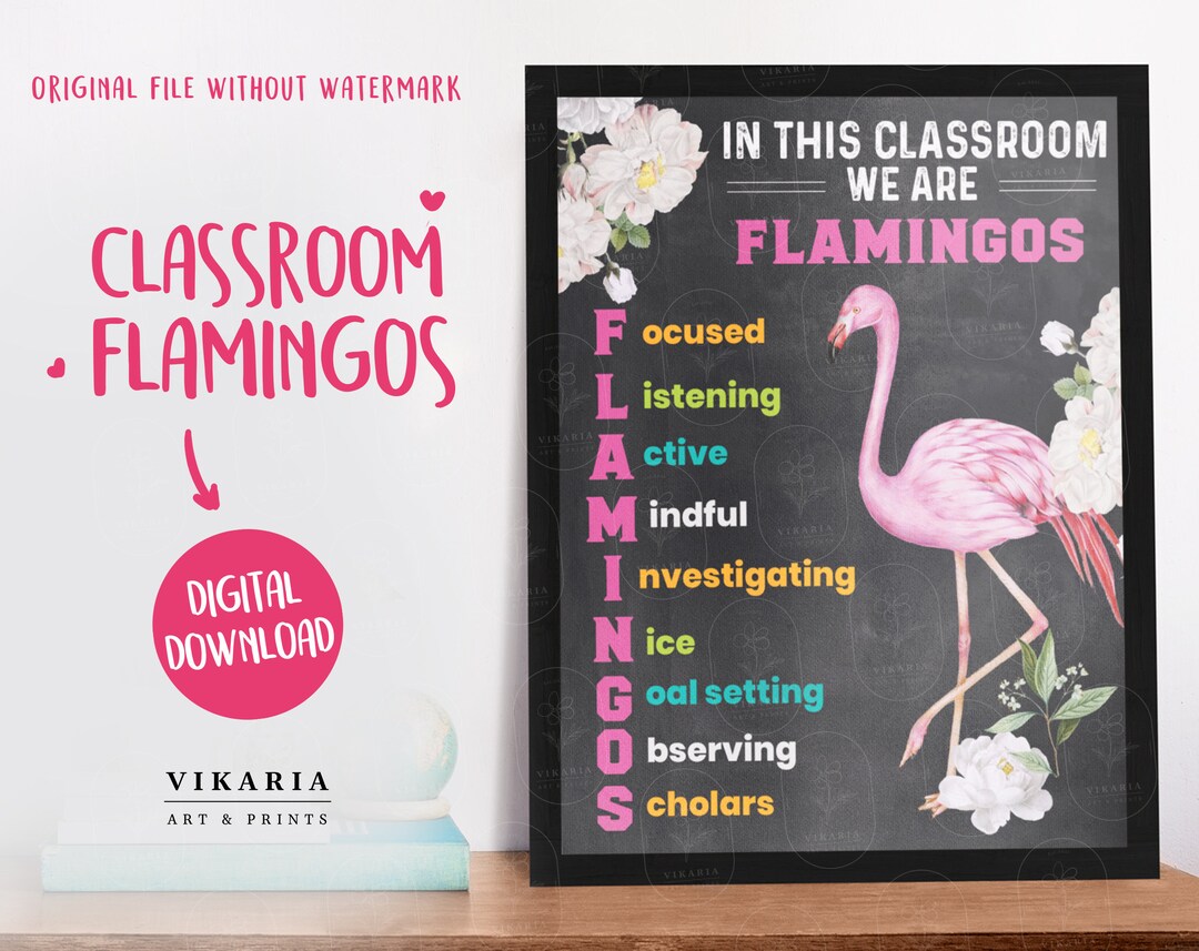 In This Classroom We're Flamingos Digital Poster, Classroom Decor ...
