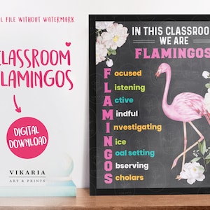 In This Classroom We're Flamingos Digital Poster, Classroom Decor ...