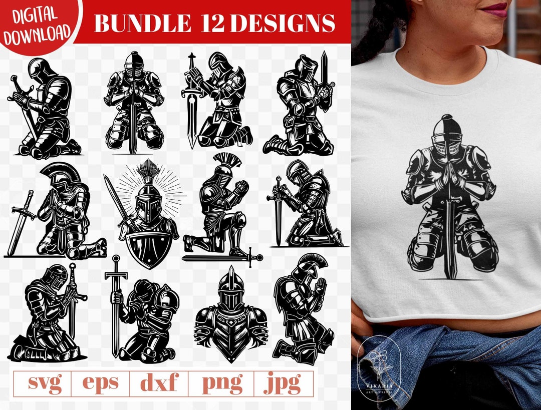 Buy Bundle Armor Warrior Kneel Pray Svg, Sword Svg, Shield Svg, Knight ...