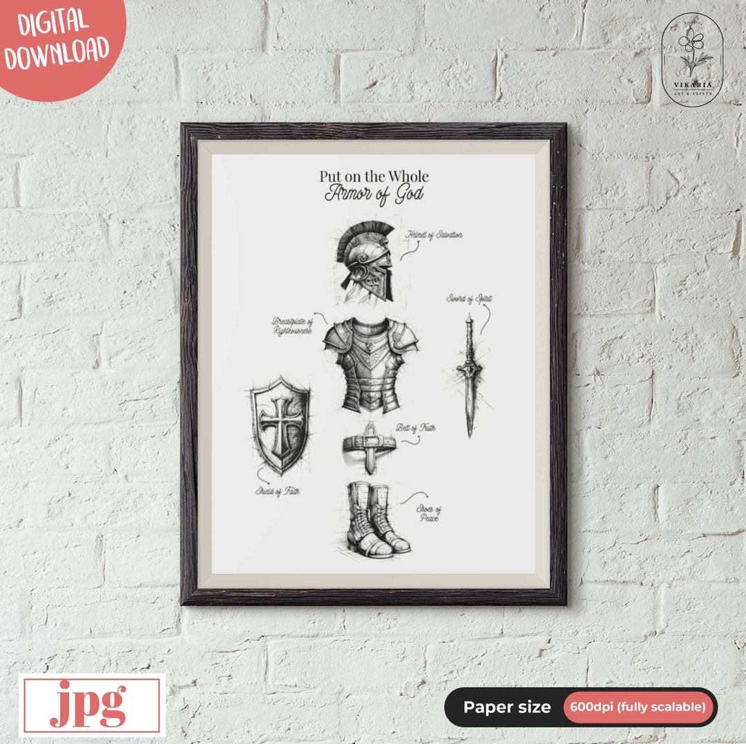Full Armor of God DIGITAL DOWNLOAD Bible Verse Print Scripture Wall Art ...