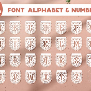 Papel Picado Font Svg, Create Your Own Banner, Papel Picado SVG Bundle ...