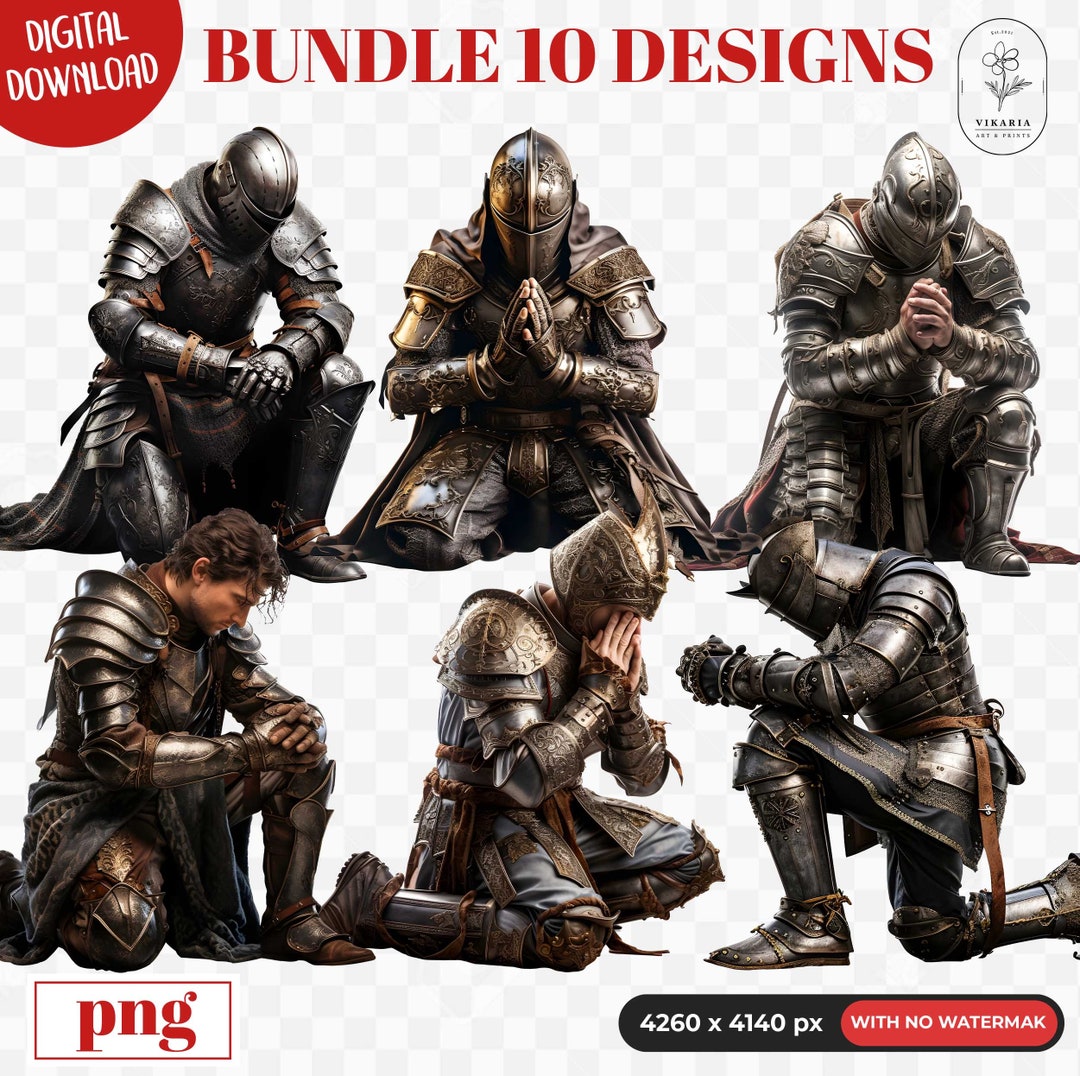Bundle Armor Warrior Kneel Pray PNG, Armor of God Clip Art, Full Armor ...