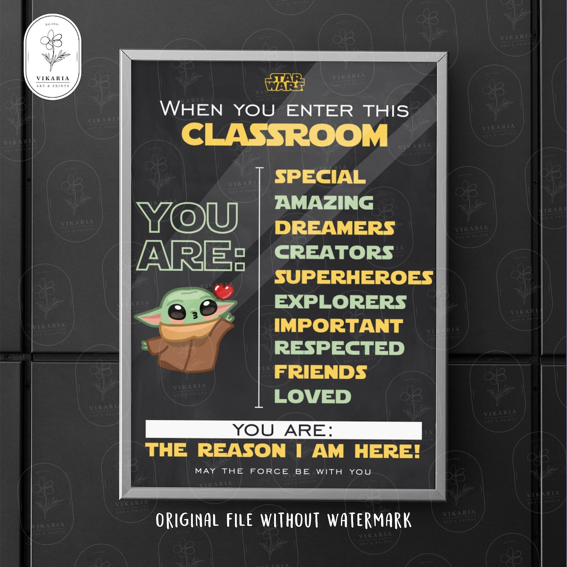 Printable Classroom Poster inspired in Star wars baby yoda | Etsy