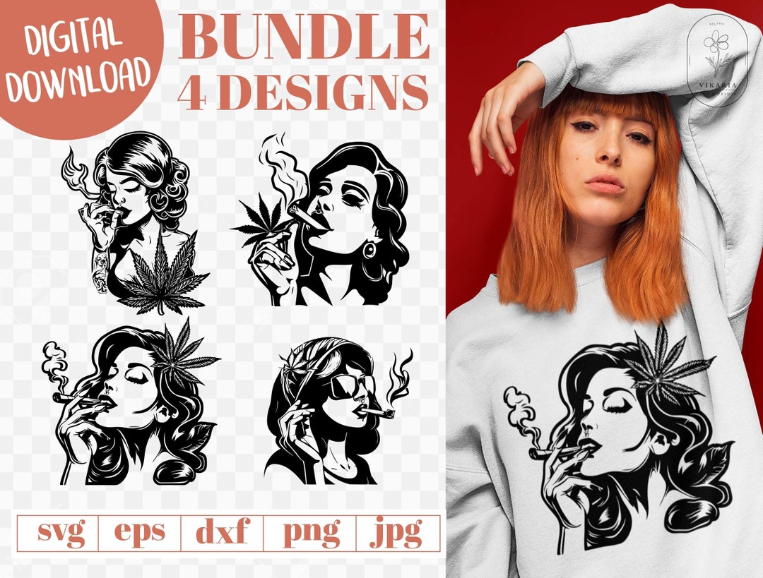 Bundle Girl Smoking Joint Svg, Girl Smoking, Smoking Marijuana, Smoking ...