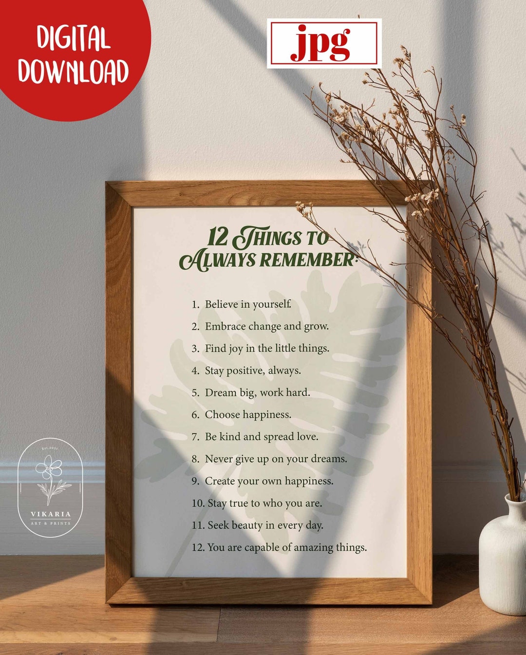 12 Things to Always Remember, Printable Inspirational Wall Art ...