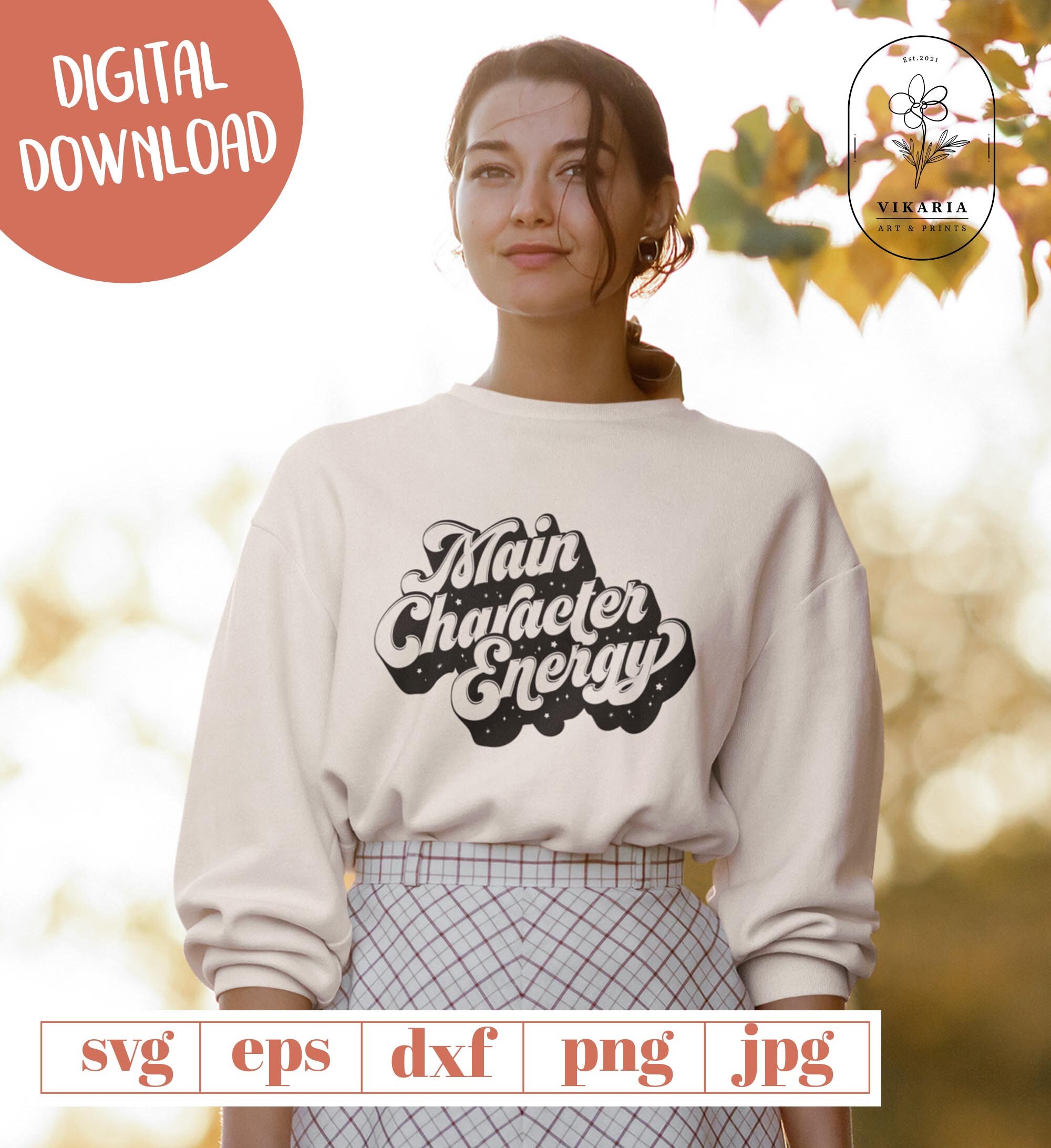 Main Character Energy SVG Wavy Text Png Svg Png Retro Svg - Etsy