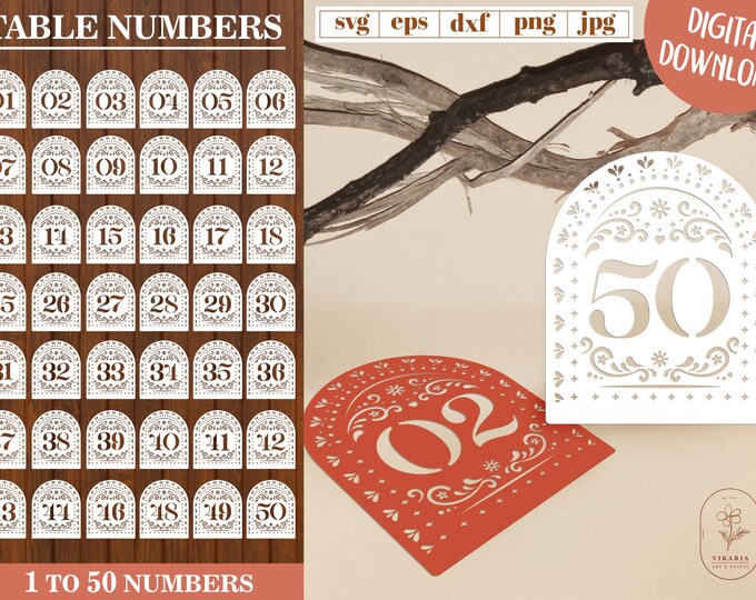 Table Numbers, Papel Picado Numbers, Mexican Wedding, Colorful Mexican ...