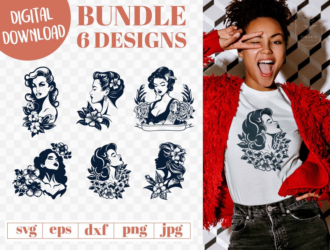 Woman Bundle Svg, Floral Girl Svg, Woman in Flowers Svg, Floral Face ...