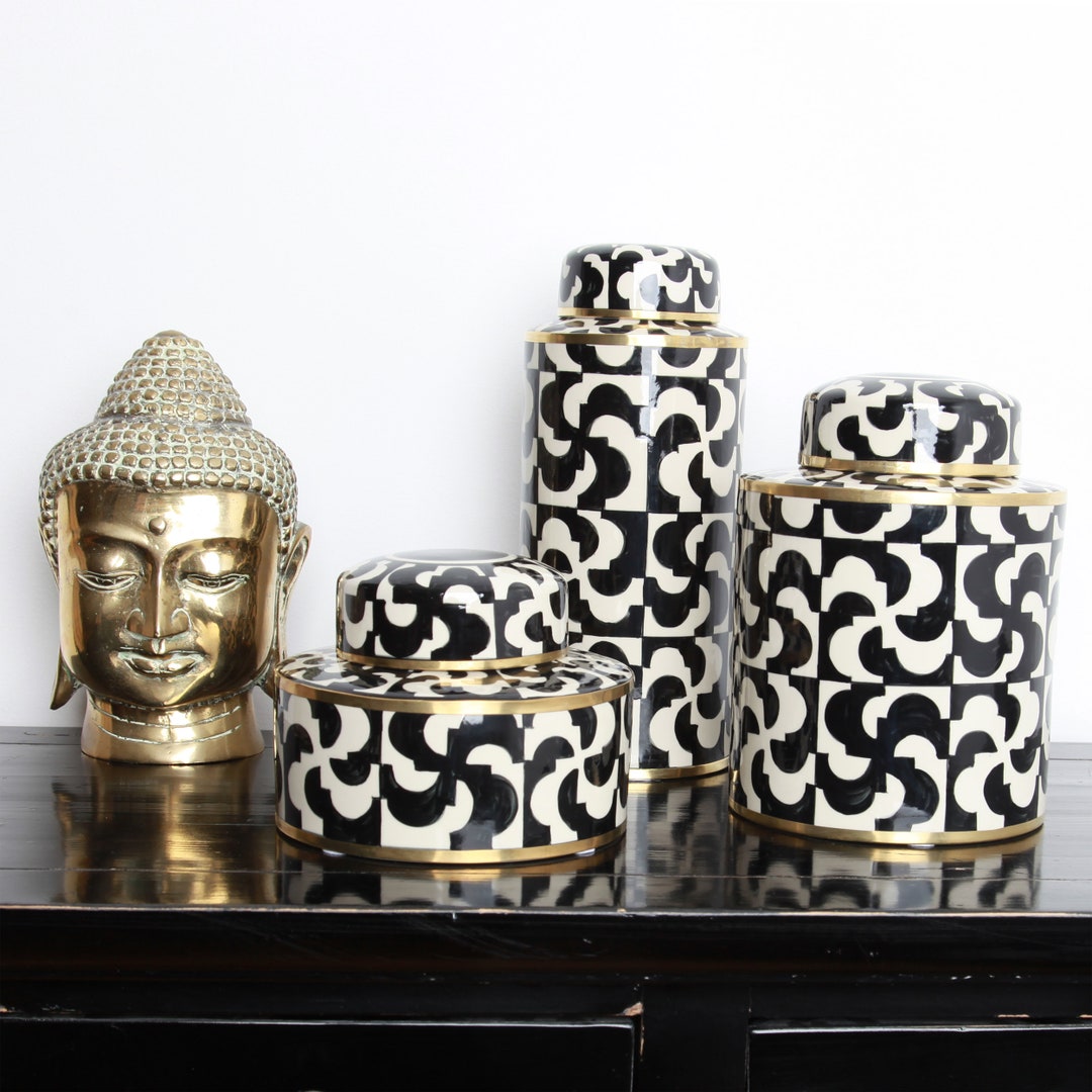 Jarrones con tapa Samantha jarrón de cerámica jarrón de - Etsy España