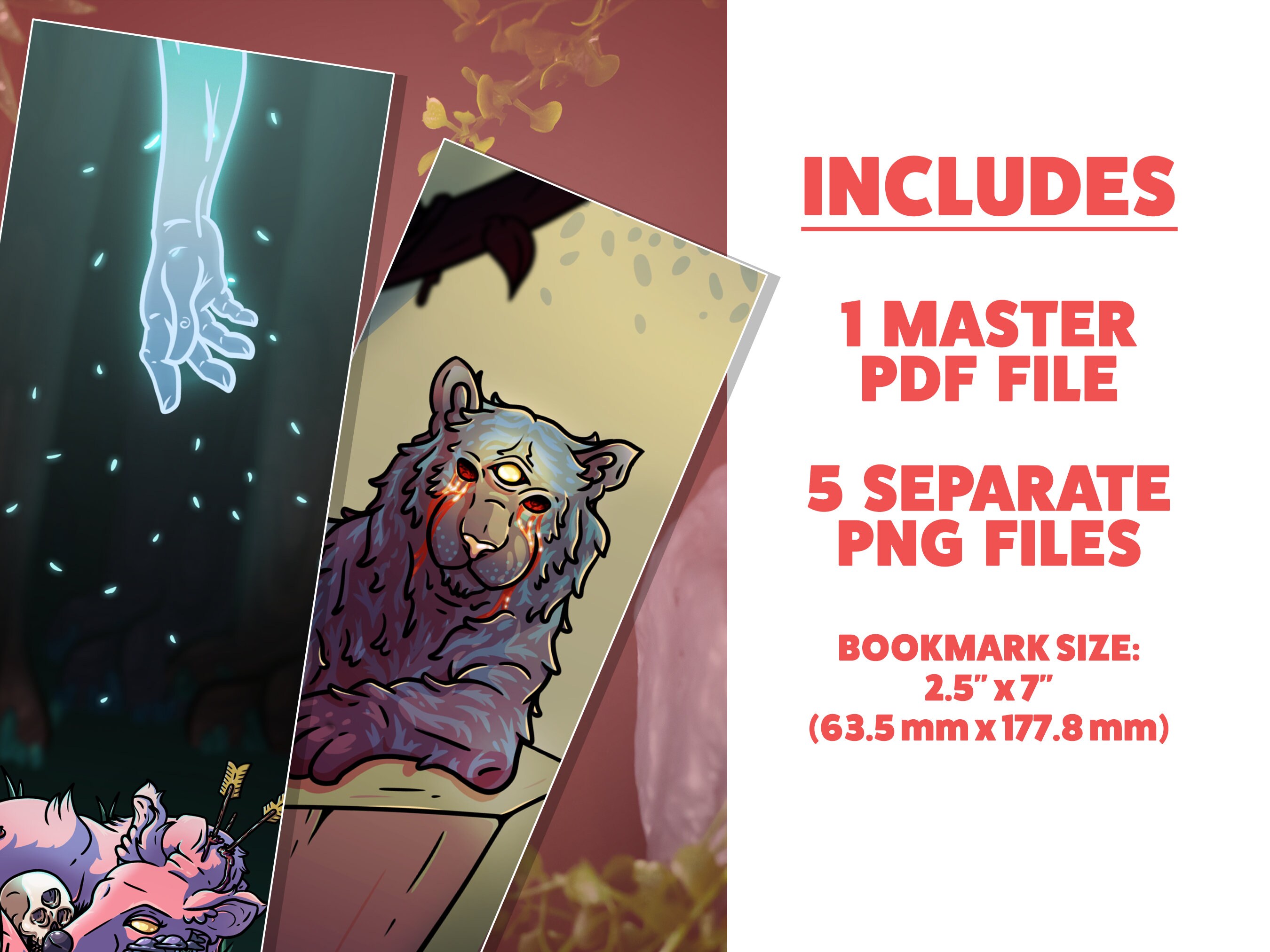 Printable Animal Bookmarks Digital Bookmark Bundle Illustrative Animal ...