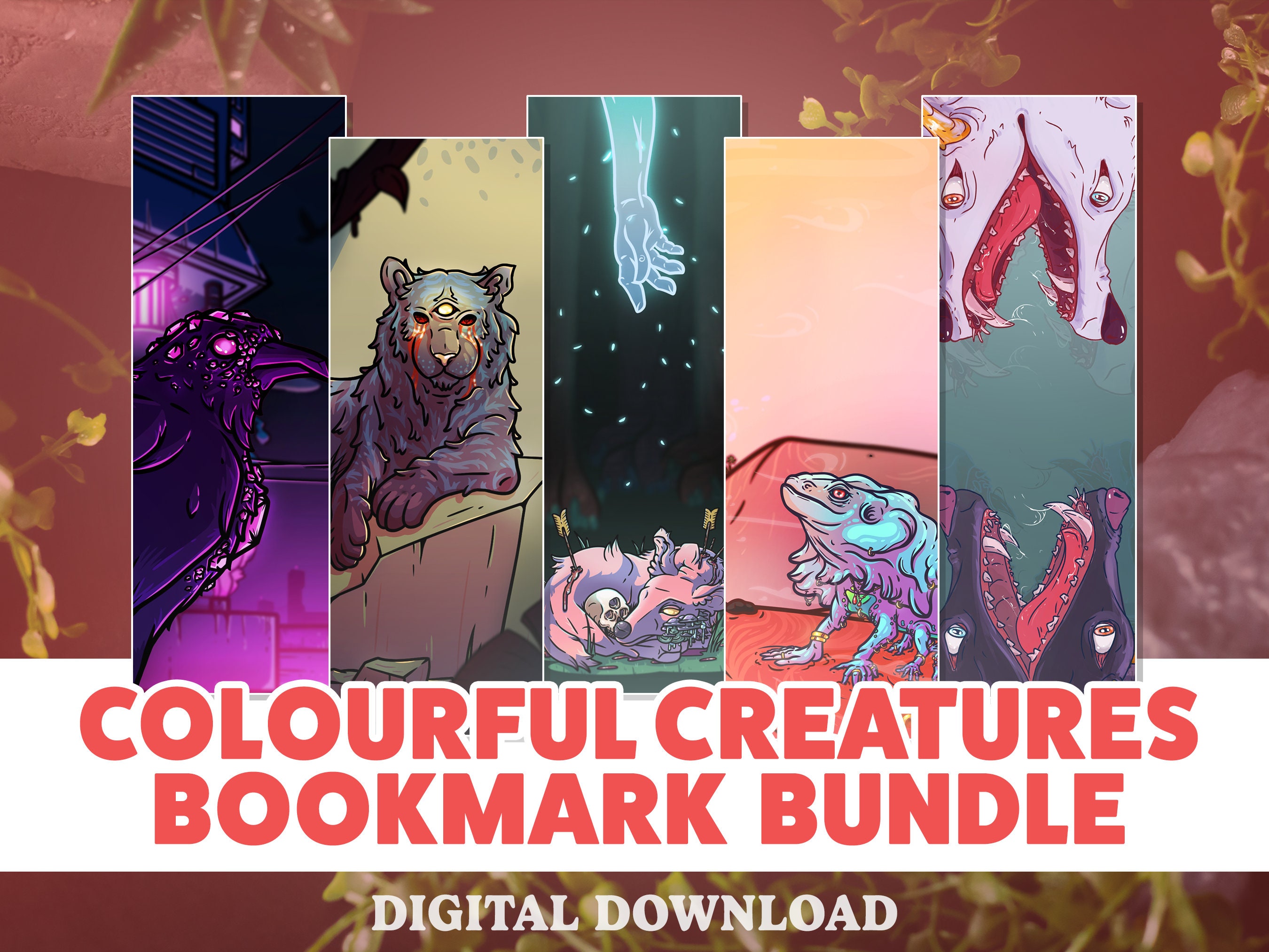 Printable Animal Bookmarks Digital Bookmark Bundle Illustrative Animal ...