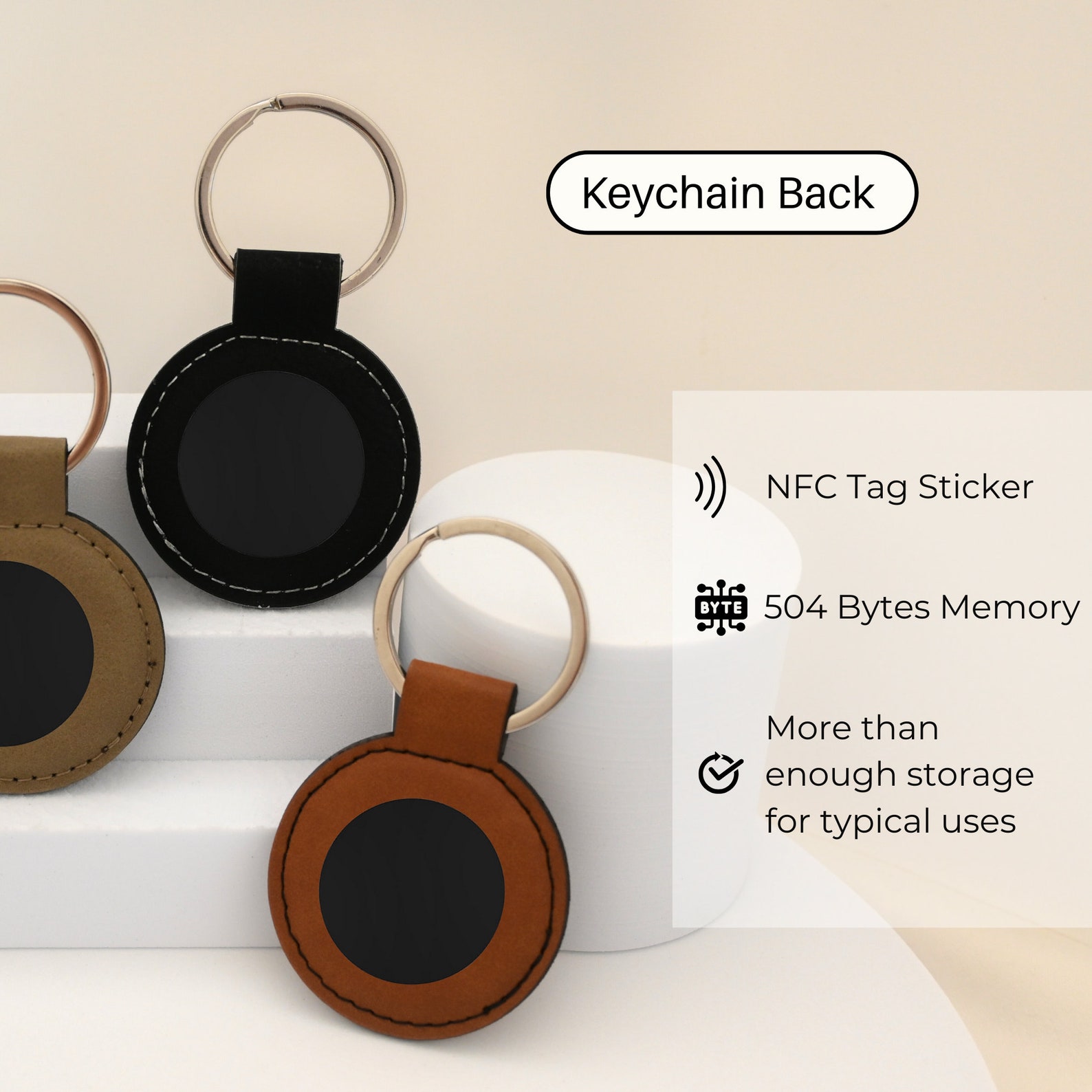 NFC Custom Logo Keychain, Custom Leather Keychain, NFC Business Card ...