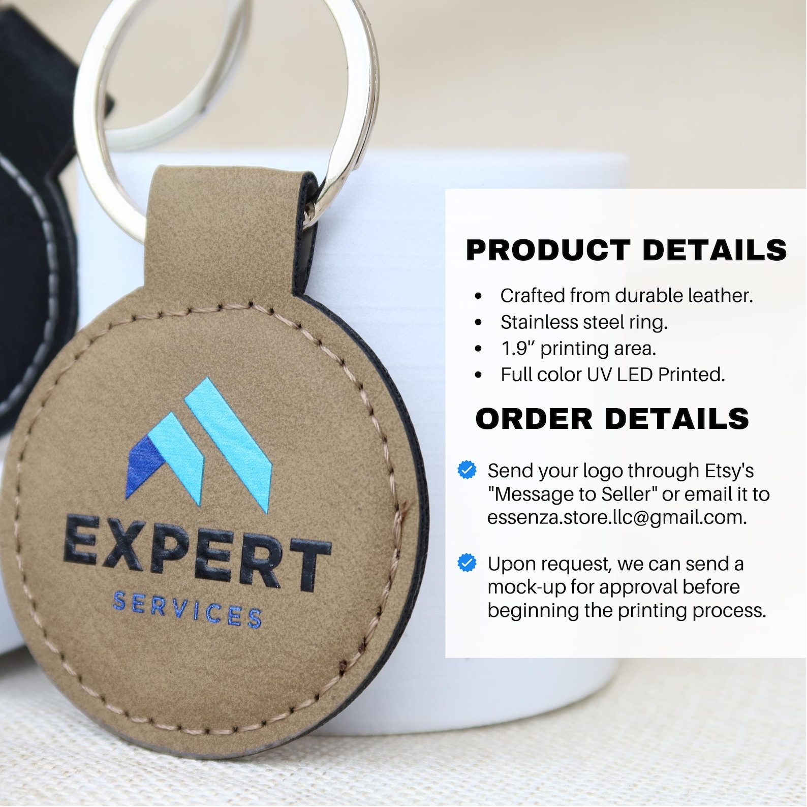 Custom Leather Keychain – Full Color Business Logo | Promotional ...