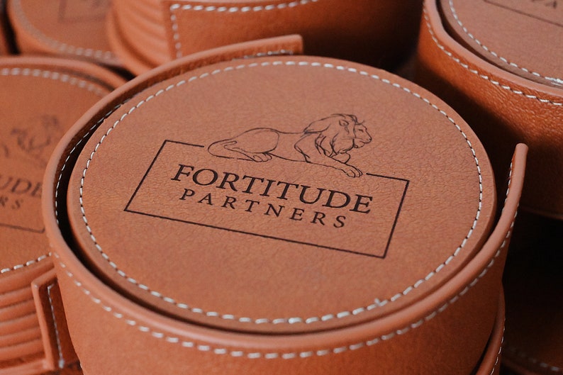 Custom Leather Coasters With Holder Corporate Gifts With - Etsy