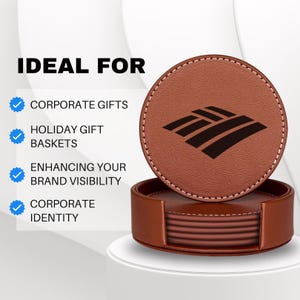 Custom Leather Coasters With Holder, Corporate Gifts With Logo, Bulk ...
