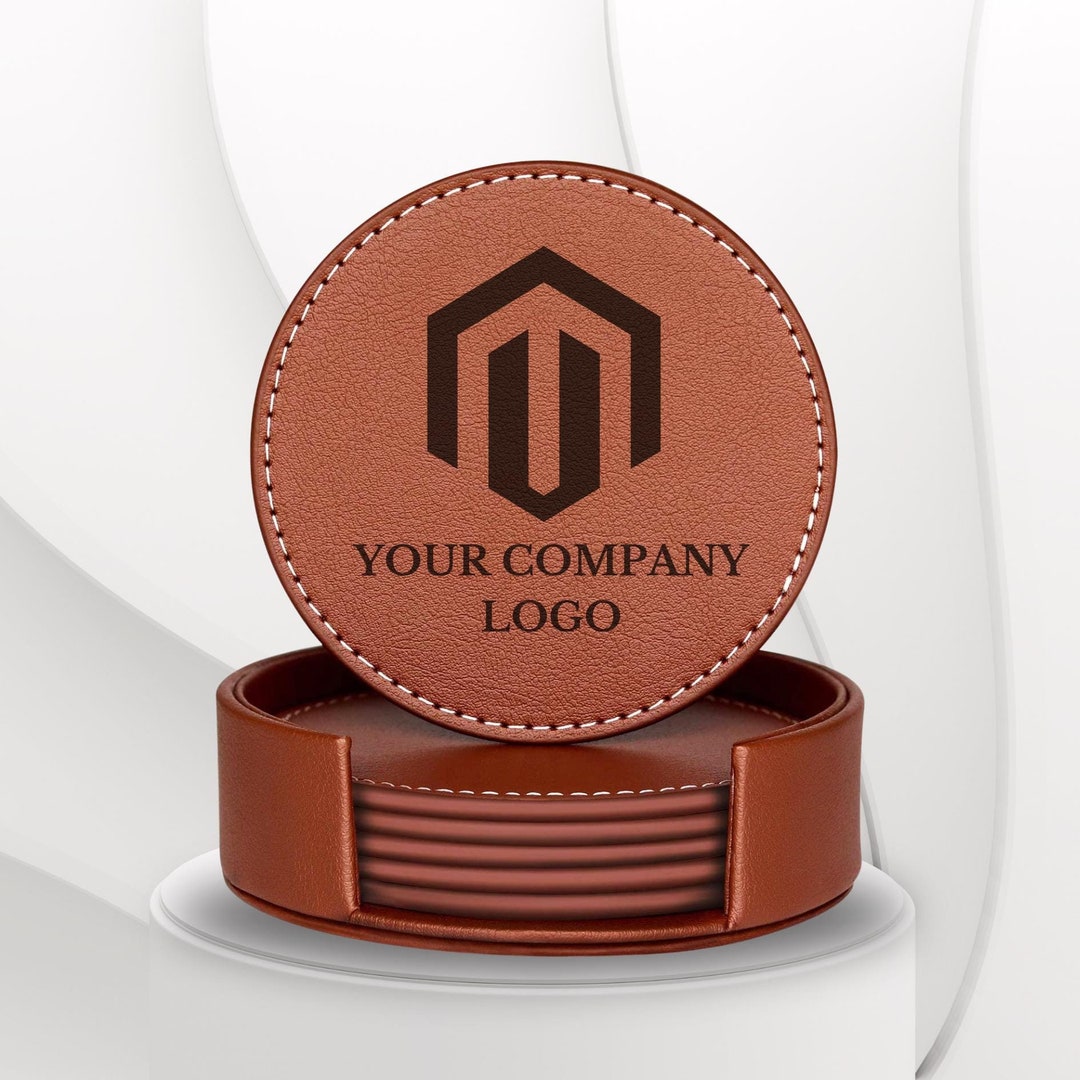 Custom Leather Coasters With Holder, Corporate Gifts With Logo, Bulk ...