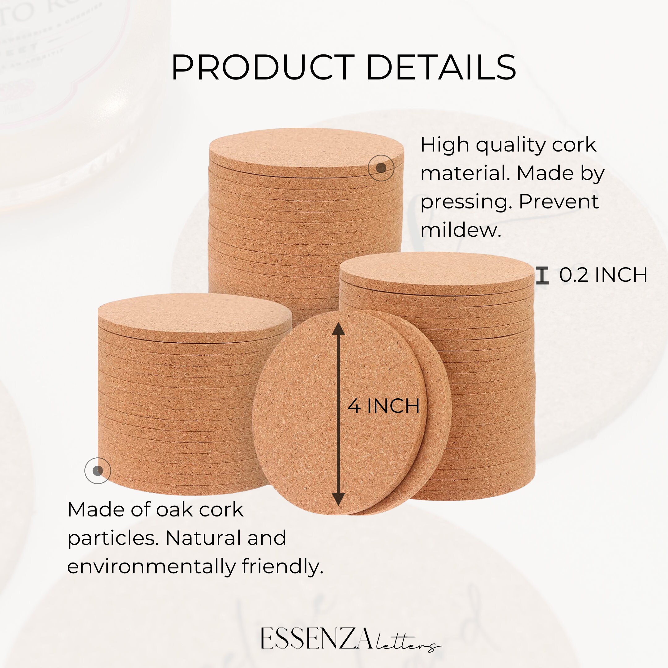 Personalized Cork Coasters, Custom Coasters Bulk, Custom Engraved Logo ...
