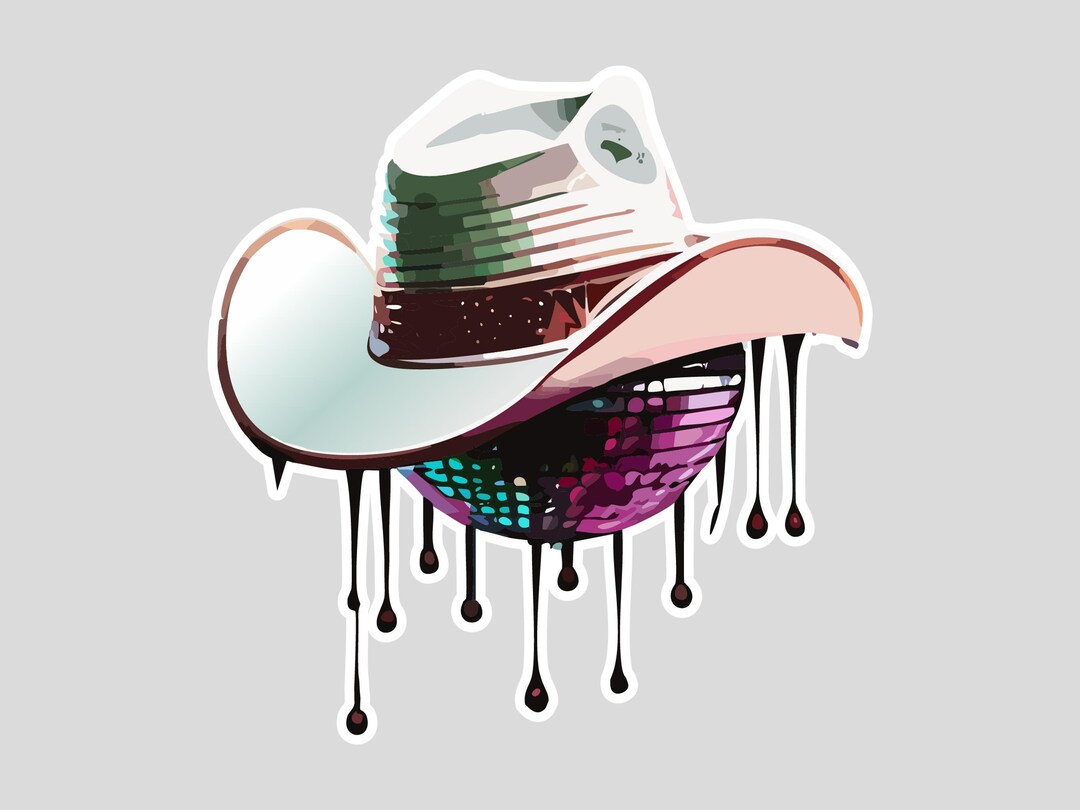 Disco Cowboy Drip Glossy Vinyl Sticker (2.59"w X 2.65"h) - Etsy Australia