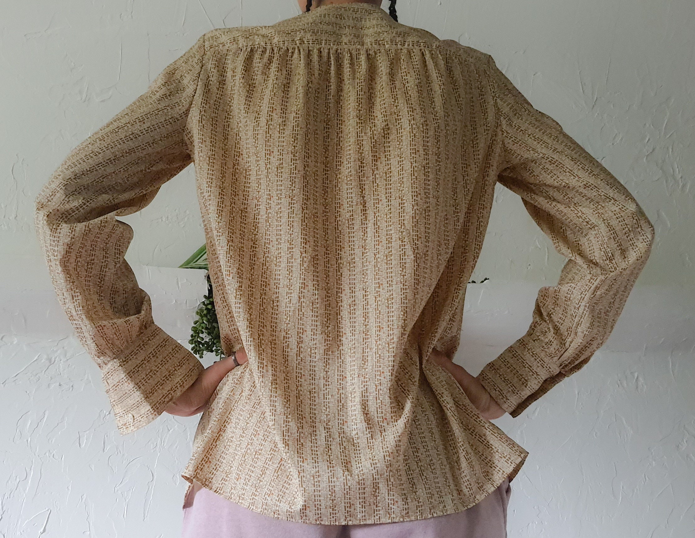 Creamy Leaf and Lattice Button Up - Etsy UK
