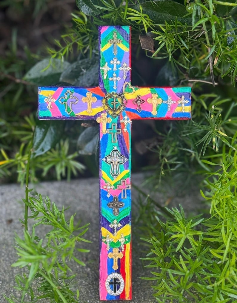 Hand Painted Colorful Multi Cross Wooden Wall Cross - Etsy