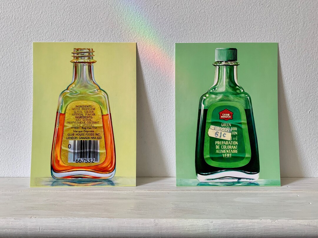 SET of Clubhouse Yellow and Green Food Colouring Jars 5x7 Prints - Etsy