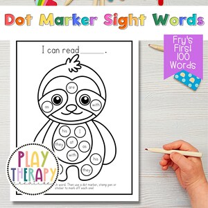 Dot Marker Reading Practice Coloring Pages | First 100 Sight Words ...