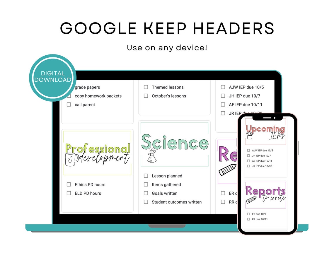 700+ Bright Colors | Google Keep Headers for Teachers | Organize Your ...