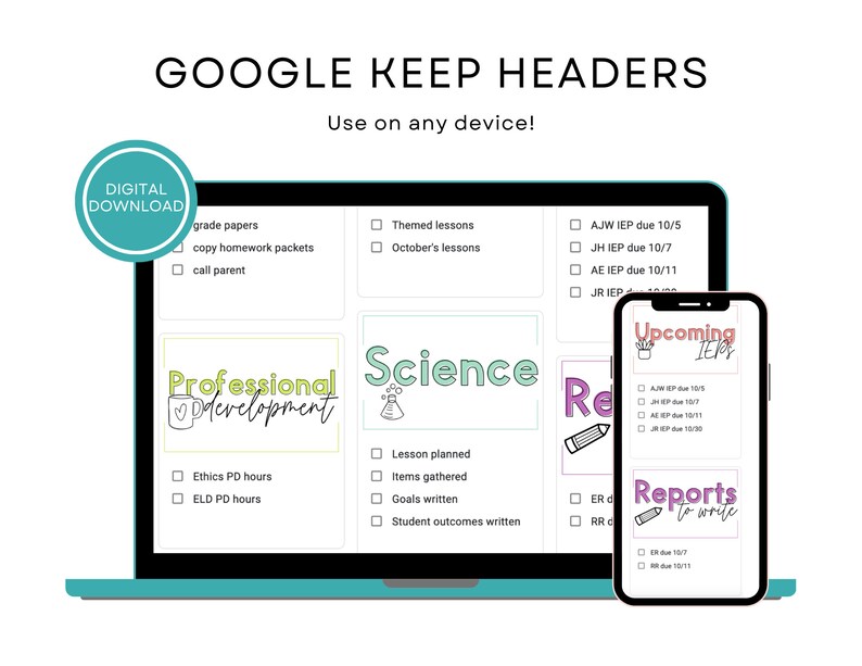 700+ Bright Colors | Google Keep Headers for Teachers | Organize Your ...