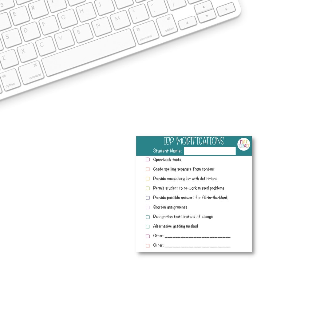 IEP Modifications Sticky Notes / 504 Plan Meeting / School Meeting ...