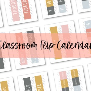 Classroom Flip Calendar Set Boho Classroom Decor Bulletin Board Prints ...