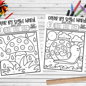 Fry's First 100 Color-by-sight-word Coloring Page Practice Sheets ...