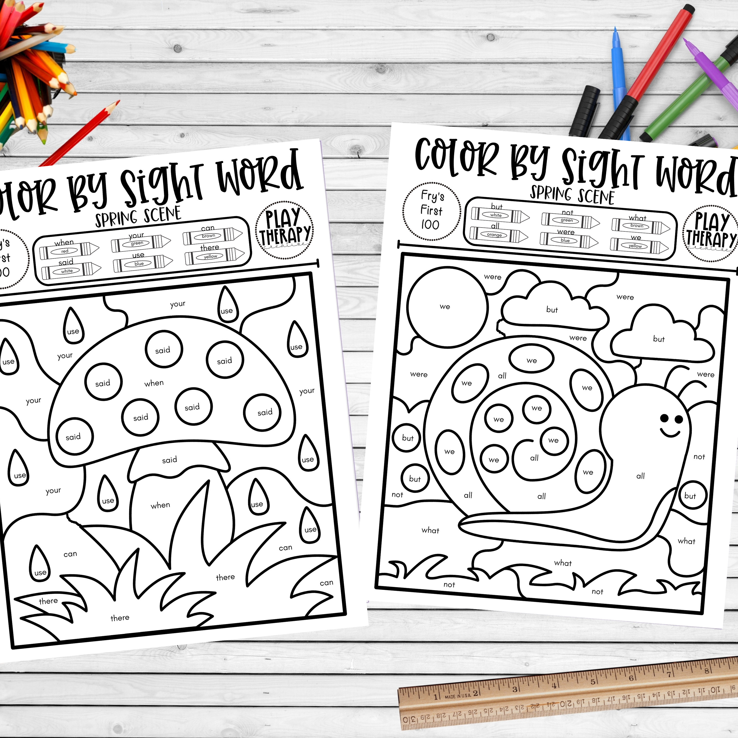 Fry's First 100 Color-by-sight-word Coloring Page Practice | Etsy