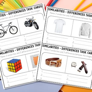 Similarities and Differences Task Cards for Speech Therapy | Compare ...