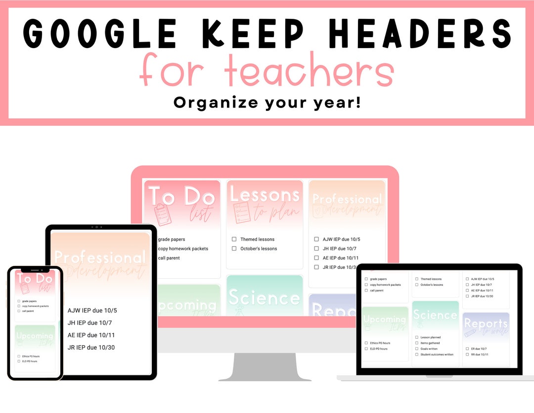 450+ Ombre Pastel | Google Keep Headers for Teachers | Organize Your ...