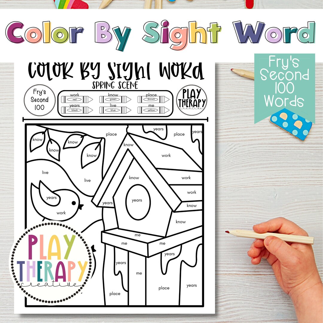 Fry's Second 100 Color-by-sight-word Coloring Page Practice Sheets ...