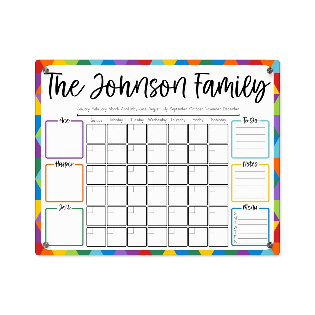 Acrylic Calendar / Custom Family Acrylic Wall Calendar Custom - Etsy.de