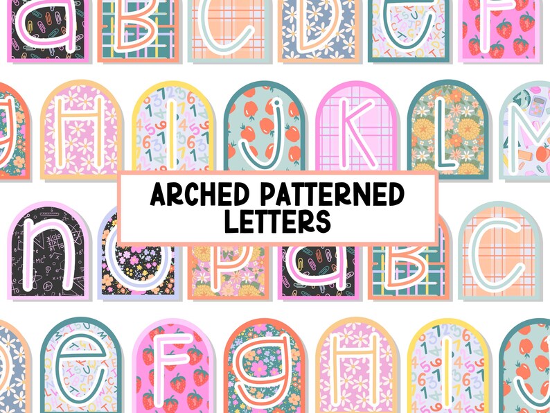 Arched School Days Pattern Letter Wall Decor Printable | Bulletin Board ...