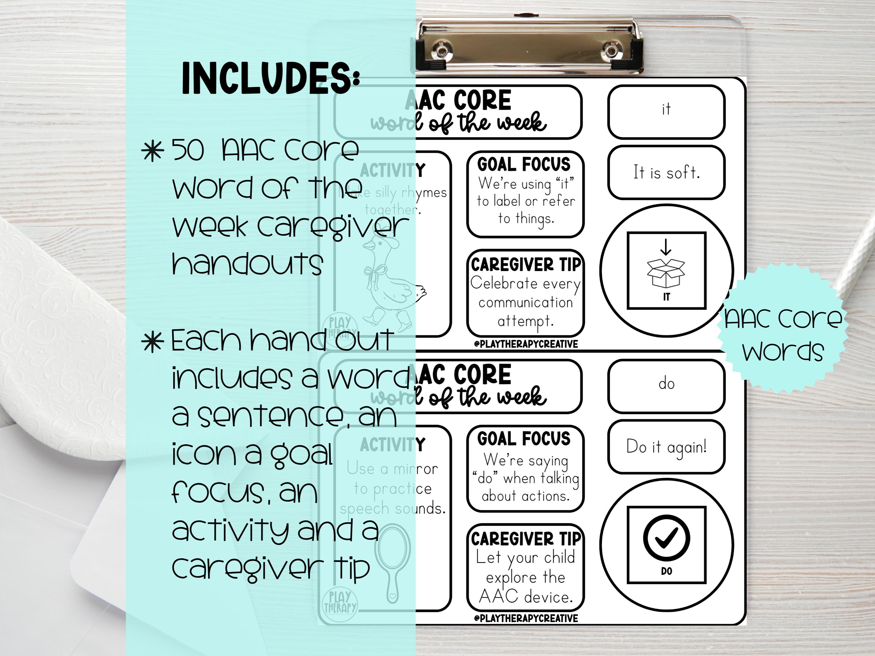 AAC Core Word of the Week Handouts | 50+ Printable Communication ...