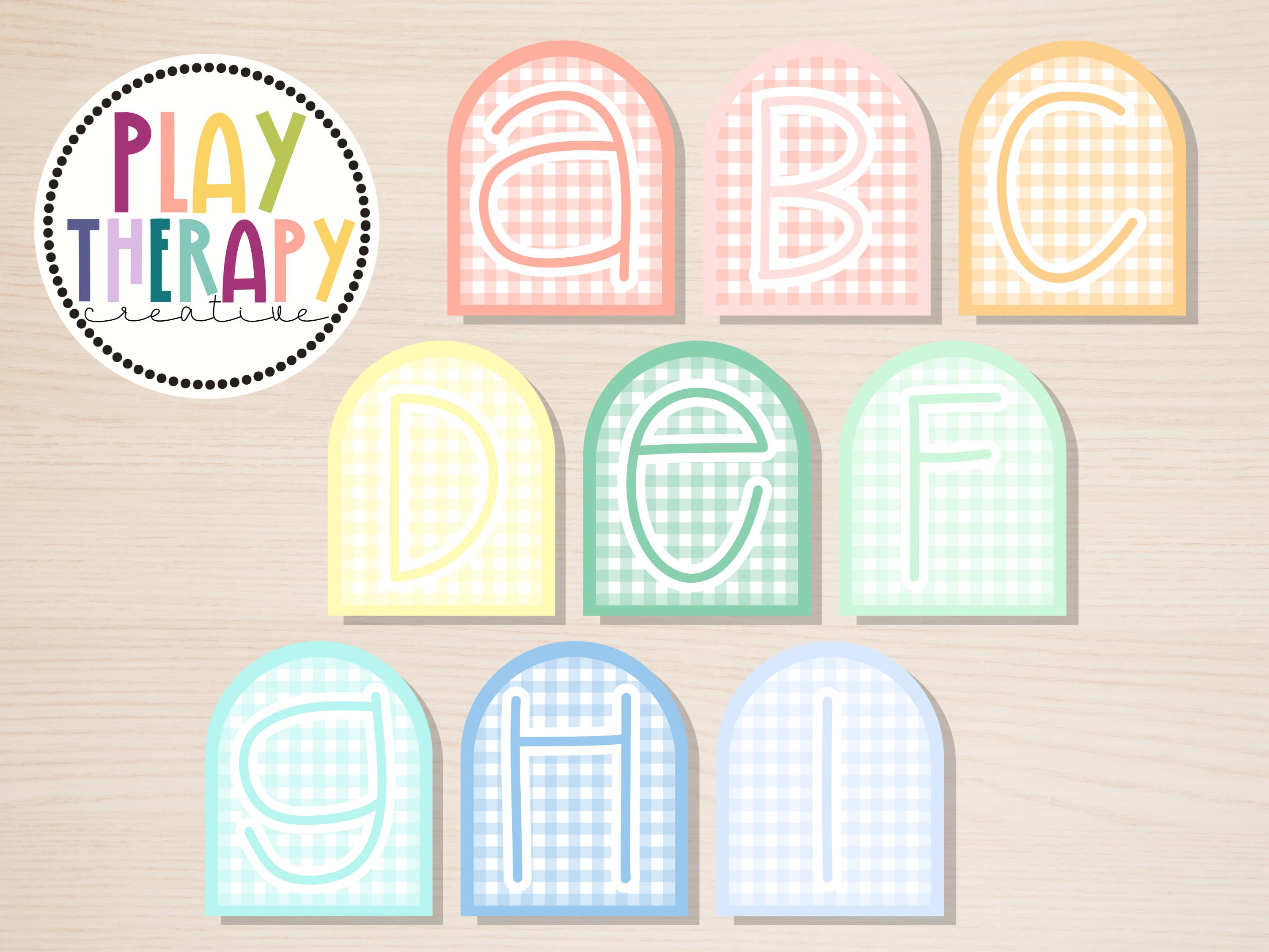 Arched Gingham Letter Wall Decor Printable | Pastel Bulletin Board ...