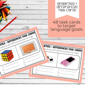 Similarities and Differences Task Cards for Speech Therapy | Compare ...