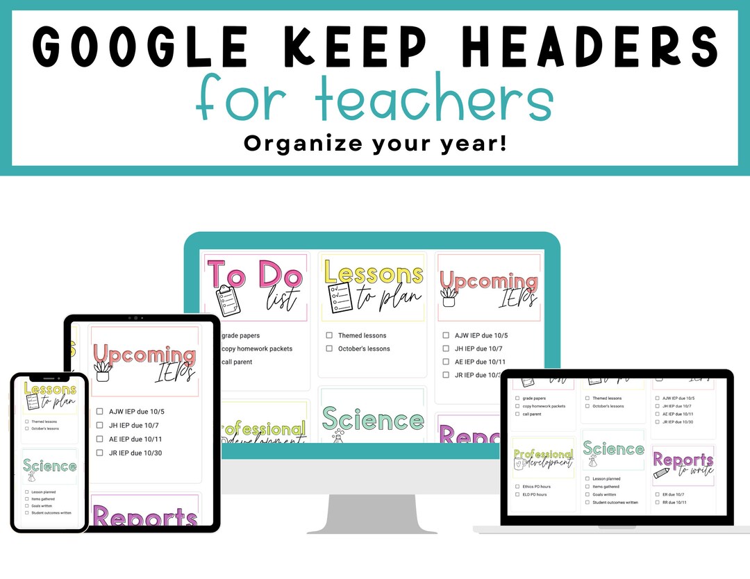 700+ Bright Colors | Google Keep Headers for Teachers | Organize Your ...