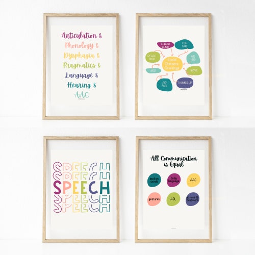 Speech Therapy Wall Art Bundle of 4 Prints / SLP Poster / | Etsy