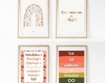 Speech Therapy Wall Art Bundle of 4 Prints / SLP Poster / | Etsy