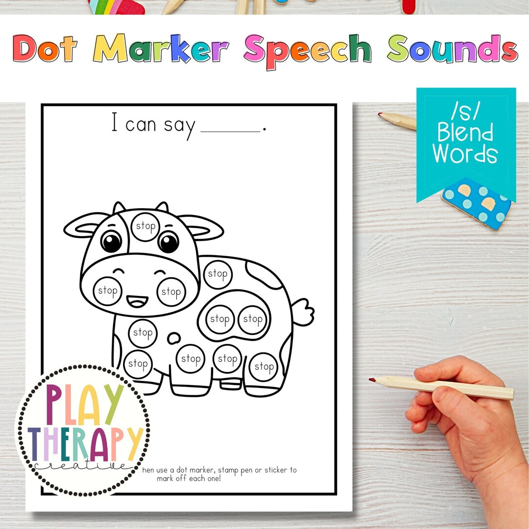 Dot Marker Speech Sound Practice Coloring Pages | /s/ Blend Sound Words ...