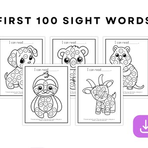 Dot Marker Reading Practice Coloring Pages | First 100 Sight Words ...