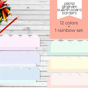 Pastel Gingham Bulletin Board Borders Decor | Pastel Bulletin Board ...