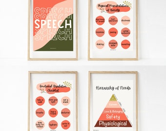 Speech Therapy Wall Art Bundle of 4 Prints / SLP Poster / - Etsy