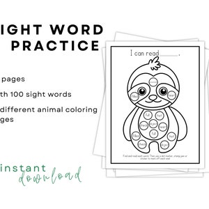 Dot Marker Reading Practice Coloring Pages | Fifth 100 Sight Words ...
