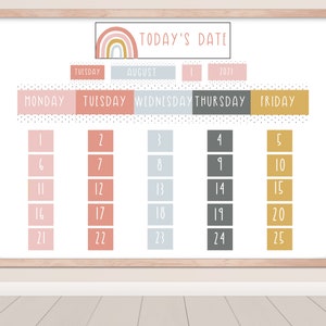 Classroom Flip Calendar Set Boho Classroom Decor Bulletin Board Prints ...